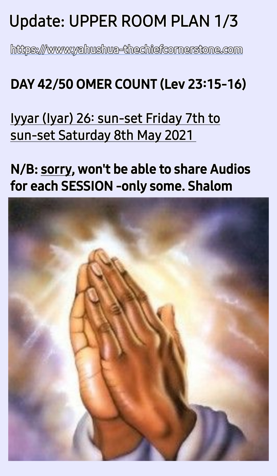 THE PLAN: The 10 Days Upper Room Programme – Iyyar 24 to Sivan 6: Day ...