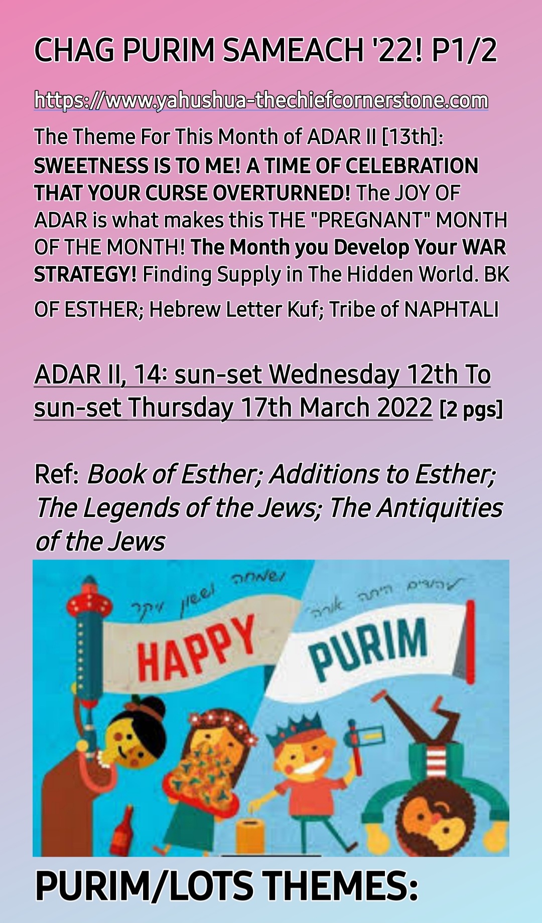 CHAG PURIM and SHUSHAN PURIM SAMEACH [HAPPY FESTIVAL OF PURIM]: Today ...