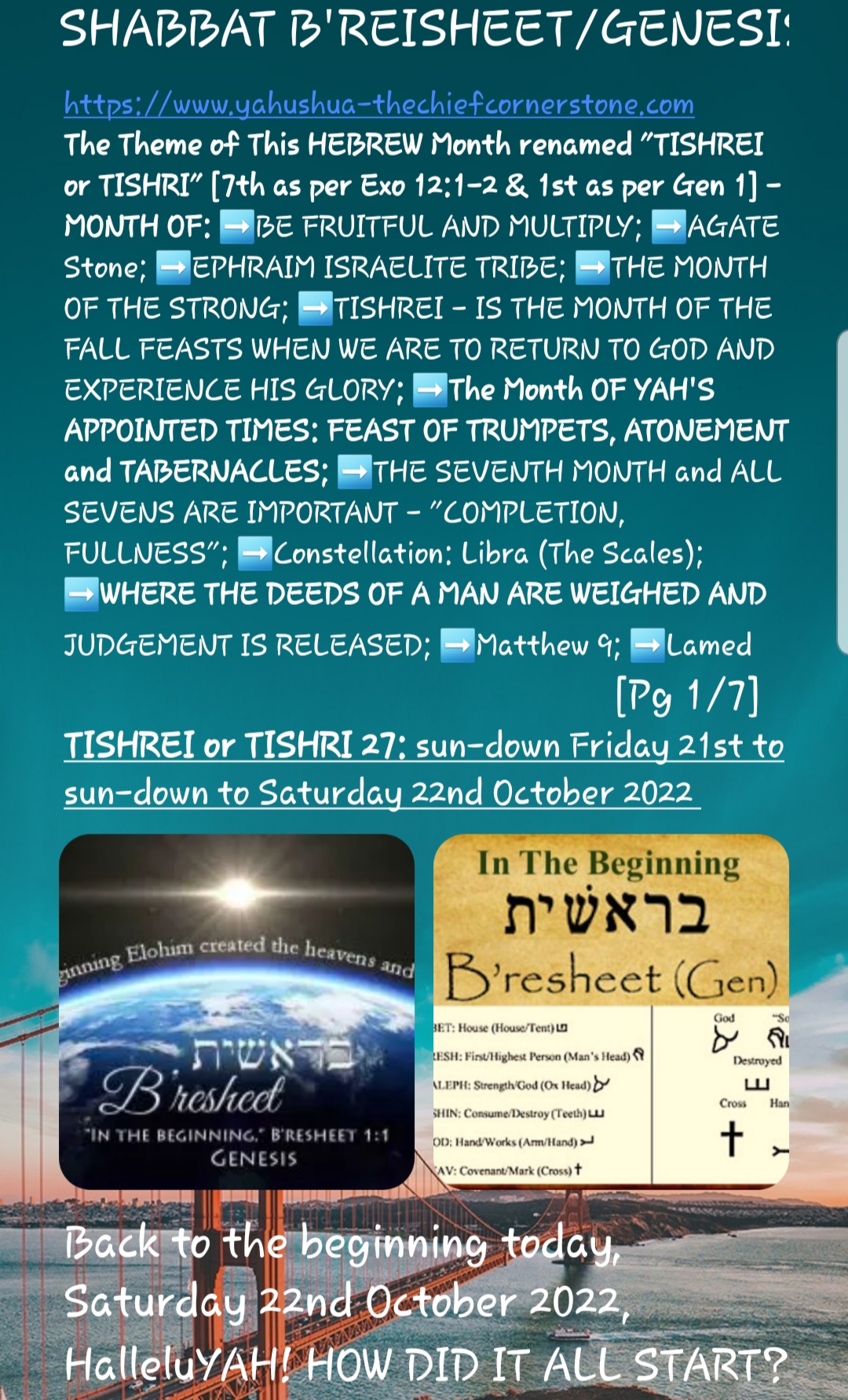 [Year 2022/2023] Back to the Beginning/B’reisheet/Genesis: It’s SHABBAT ...