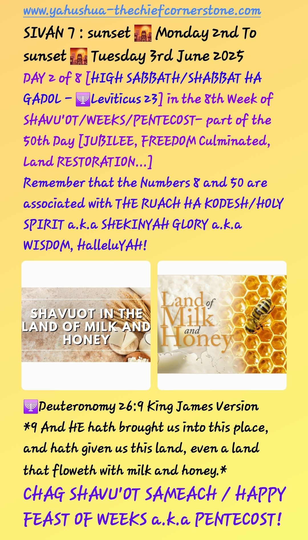 [2025] 🕎SIVAN 6-7 : SHAVU’OT/WEEKS/PENTECOST – Our Wedding 💍 To YAH ...